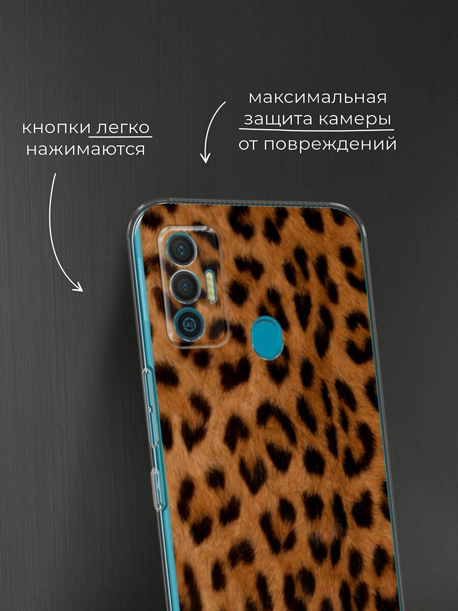 Чехол на Tecno Spark 7 / Техно Спарк 7 с принтом "Мех леопарда" — фото 1