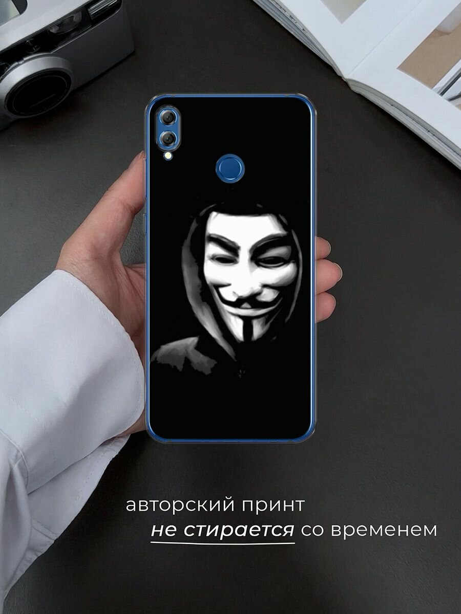 Силиконовый чехол на Honor 8X / Хонор 8Х с принтом "Анонимус" — фото 1