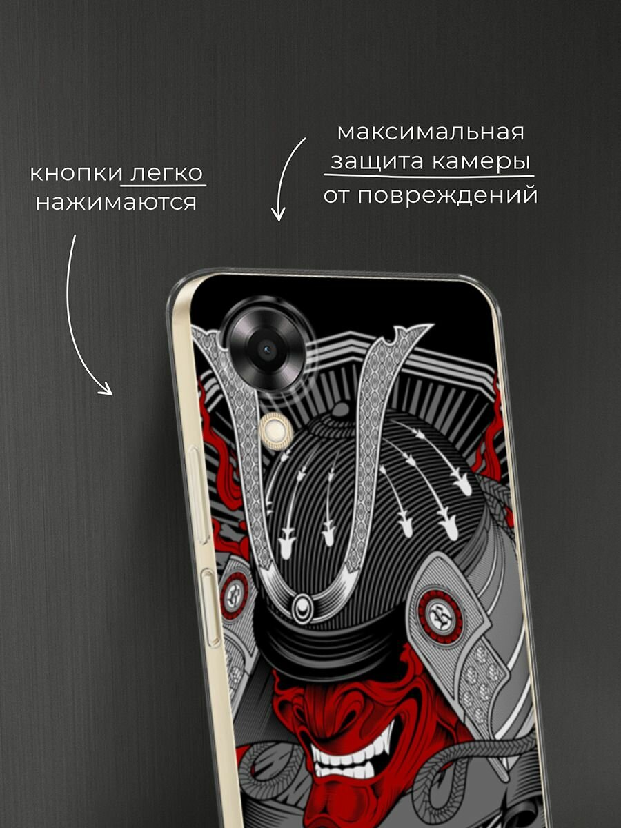 Чехол на Oppo A17K / Оппо A17K с принтом "Красная маска самурая" — фото 1