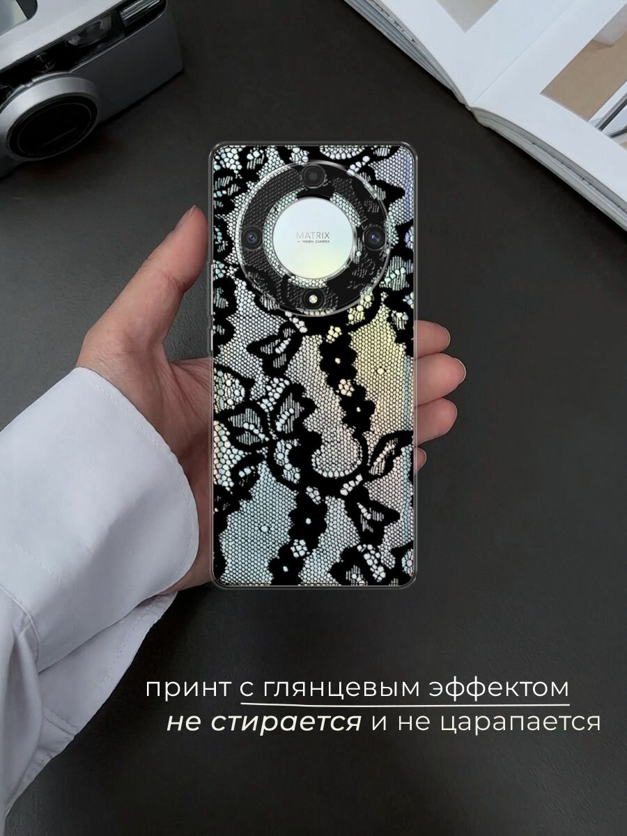 Чехол на Honor X9A / Хонор X9A с принтом "Черная сетка 2" — фото 1