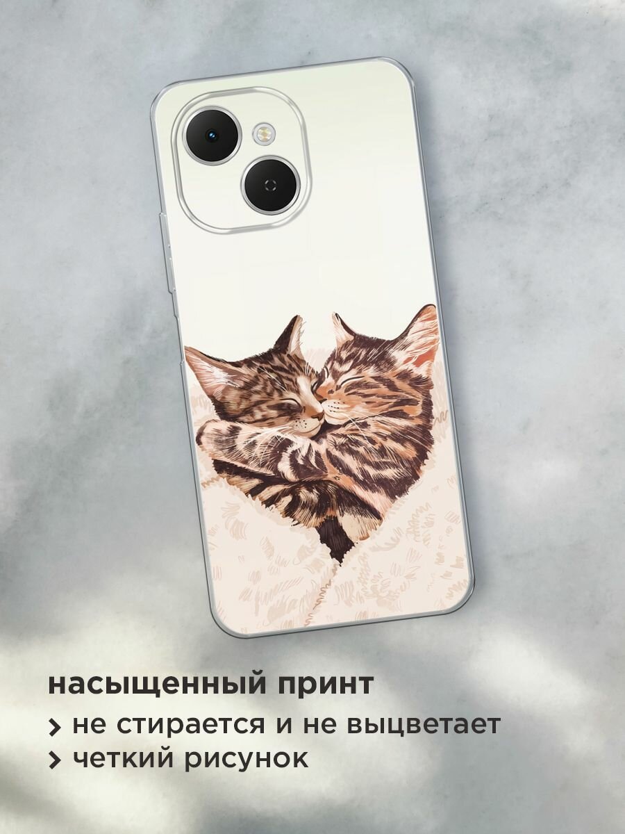 Чехол на Tecno Spark 40C / Текно Спарк 40C с принтом "Влюбленные котейки - 14 февраля" — фото 1
