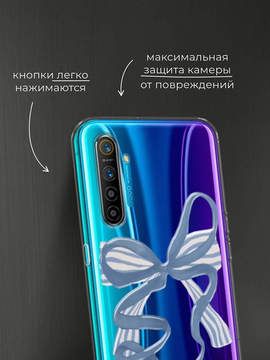 Чехол на Realme XT / Реалми XT с принтом "Полосатый голубой бант 2" — фото 1