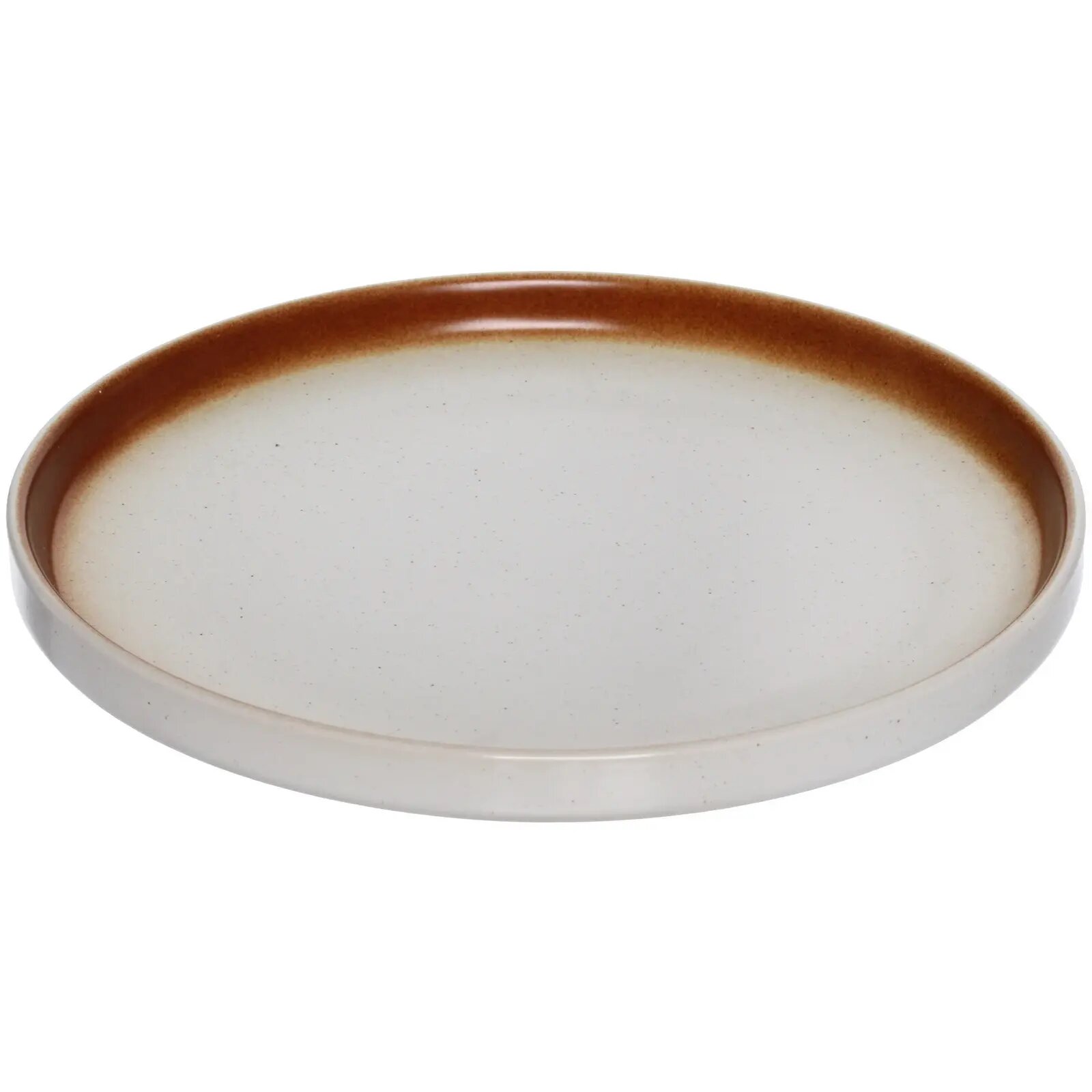 Тарелка керамическая "Cappuccino" 20см, светлый с коричневым бортиком, круглая, стильная для сервировки