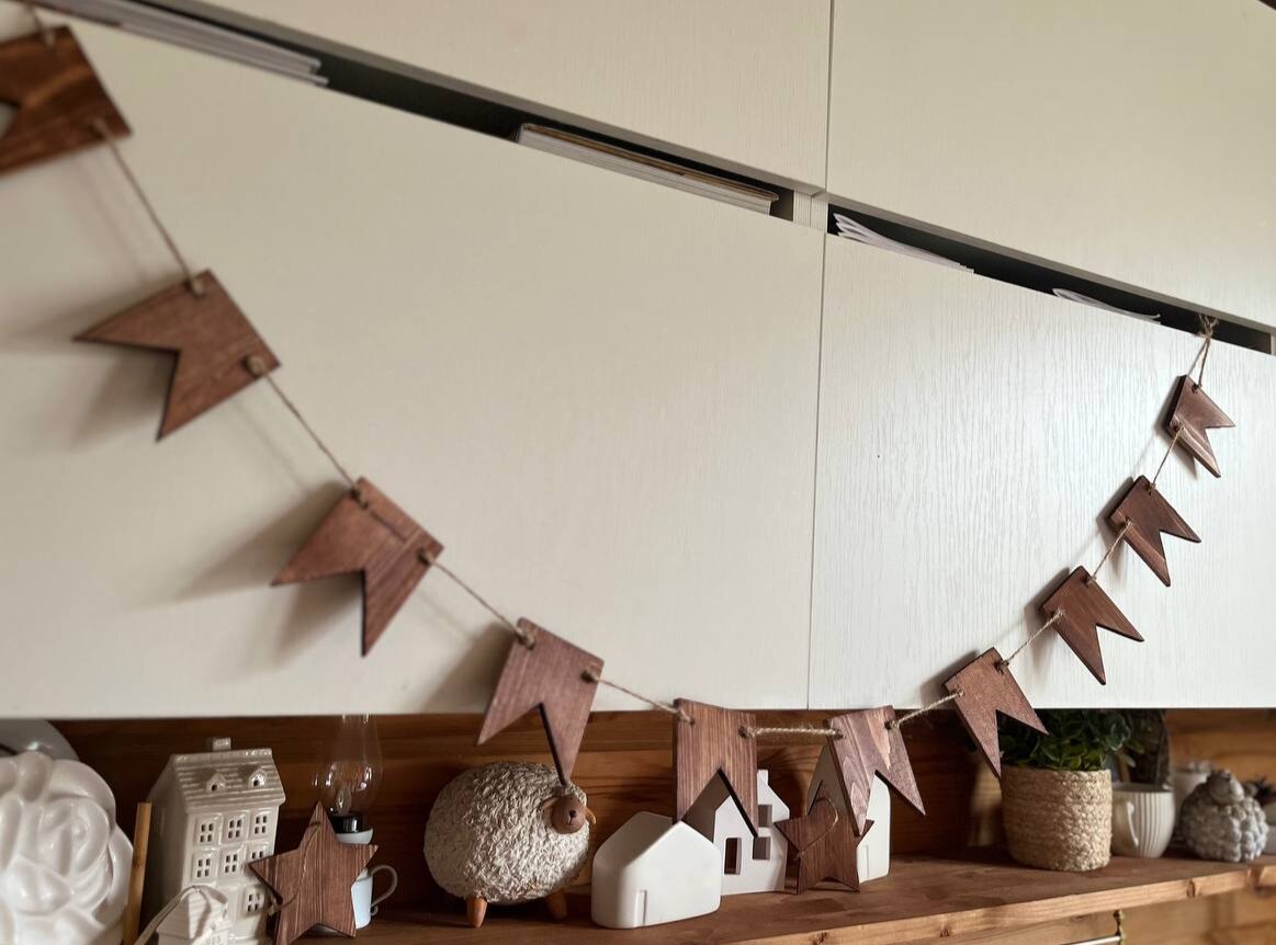 Декор для дома гирлянда "Flazok", натуральное дерево, Eco-Friendly стиль, подвеска из 10 шт, Gezel Guesiany Home