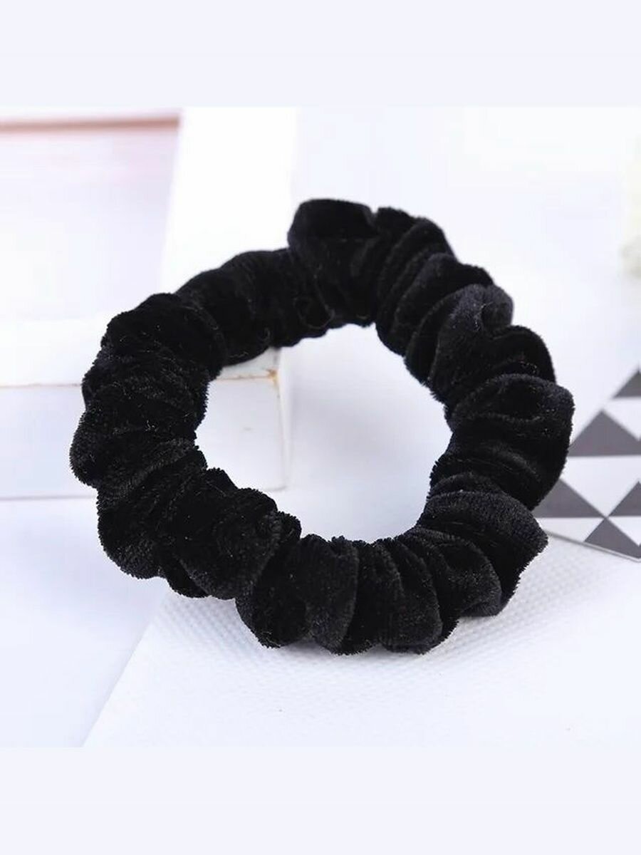 Резинка для волос "Чёрный бархат", ткань, вечерняя, женская, черный цвет