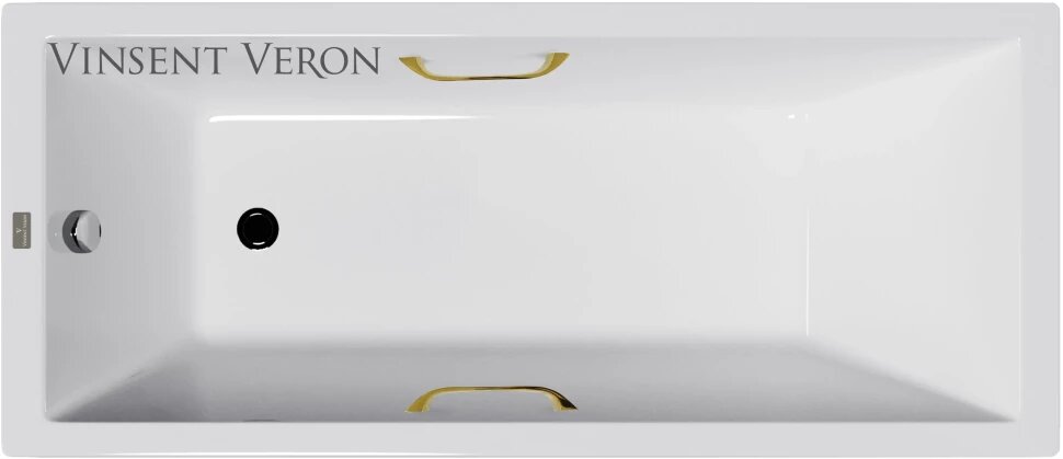 Ванна чугунная Vinsent Veron Square VSQ1707545H/VH0012GD 170x75 см, с ручками, белый