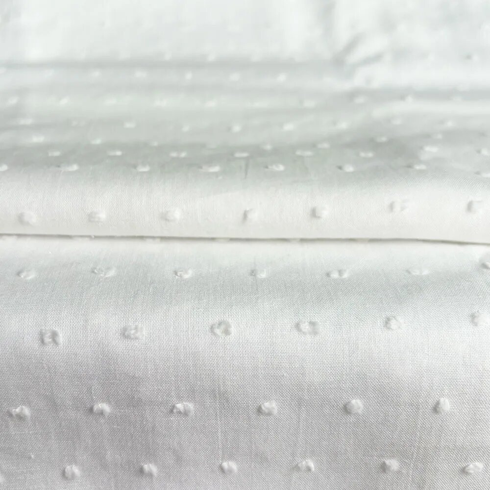 Хлопковая жаккардовая ткань в горошек Findohope Белый, белый