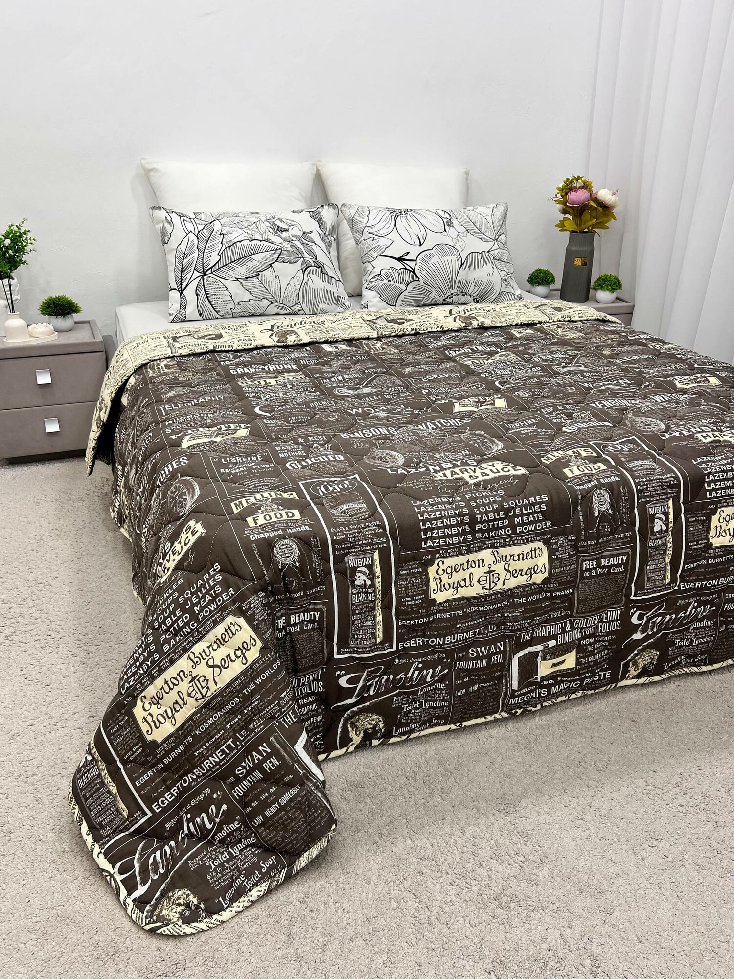 Одеяло milo's, евро, всесезонное, 300 г/кв. м, 100% хлопок, бязь