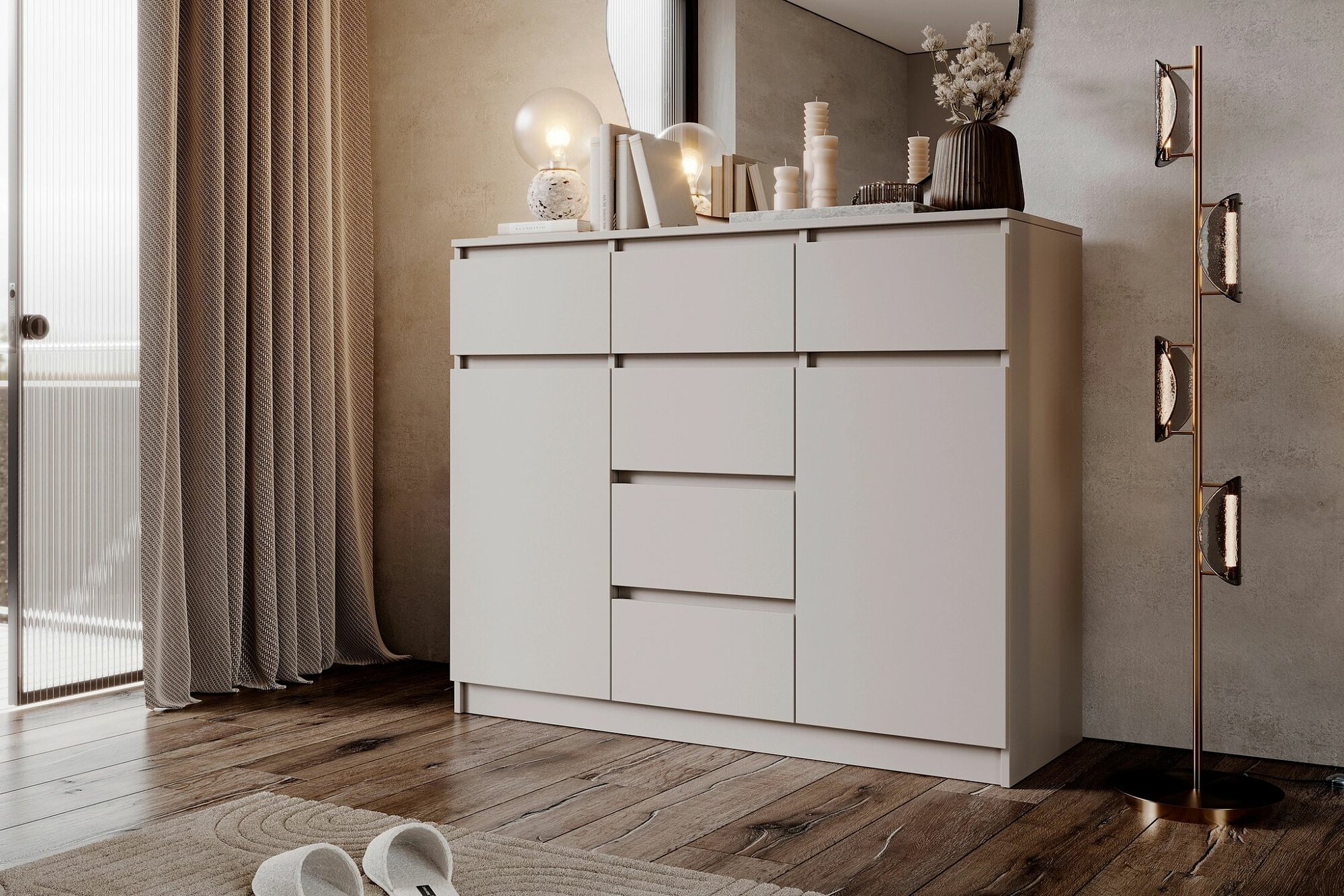 Комод Челси 1200 2 двери 6 ящиков Кашемир