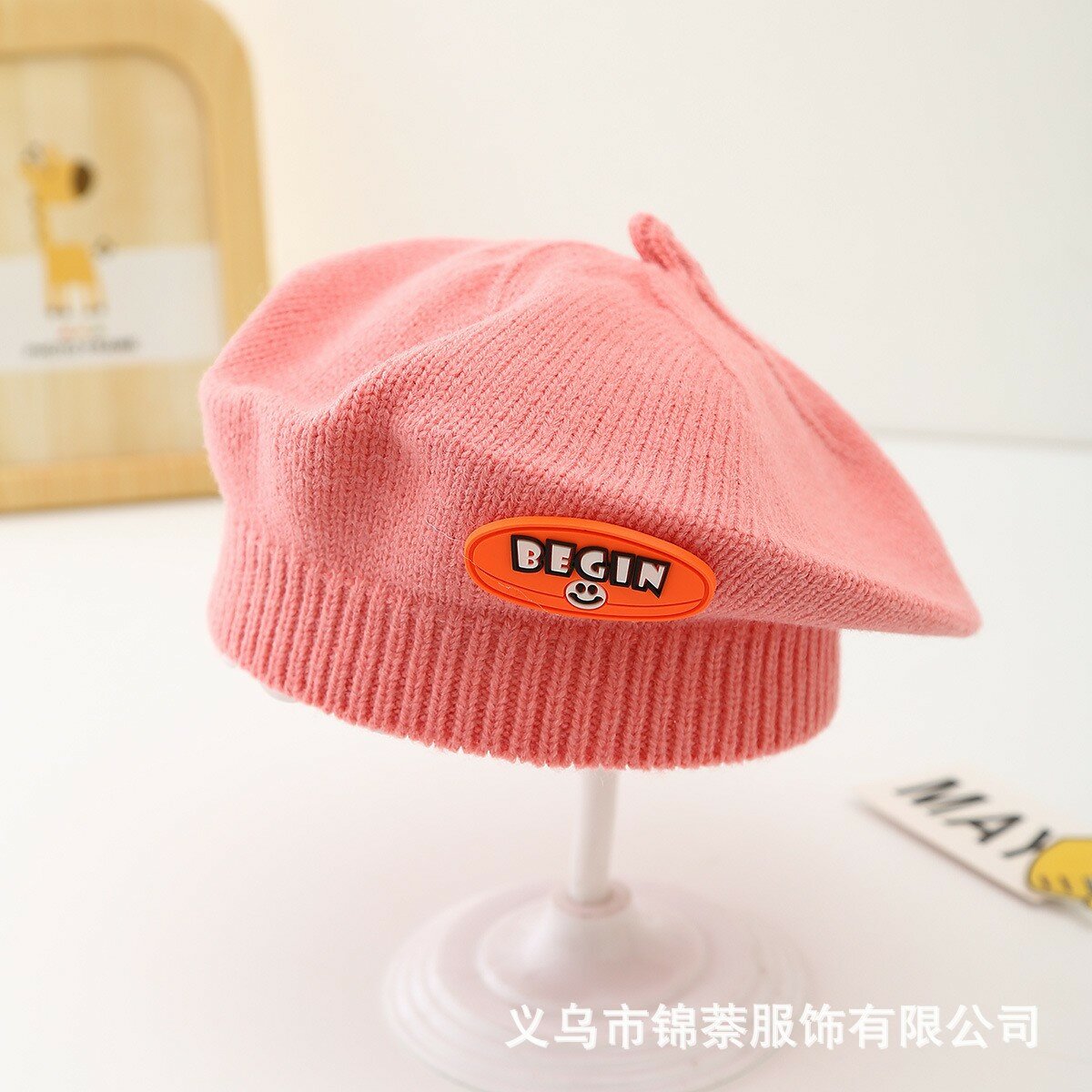 Детская вязаная шапка на осень и зиму, модный шерстяной берет с медведем, милая шапка художника с героями мультфильмов для девочек, детская шапка