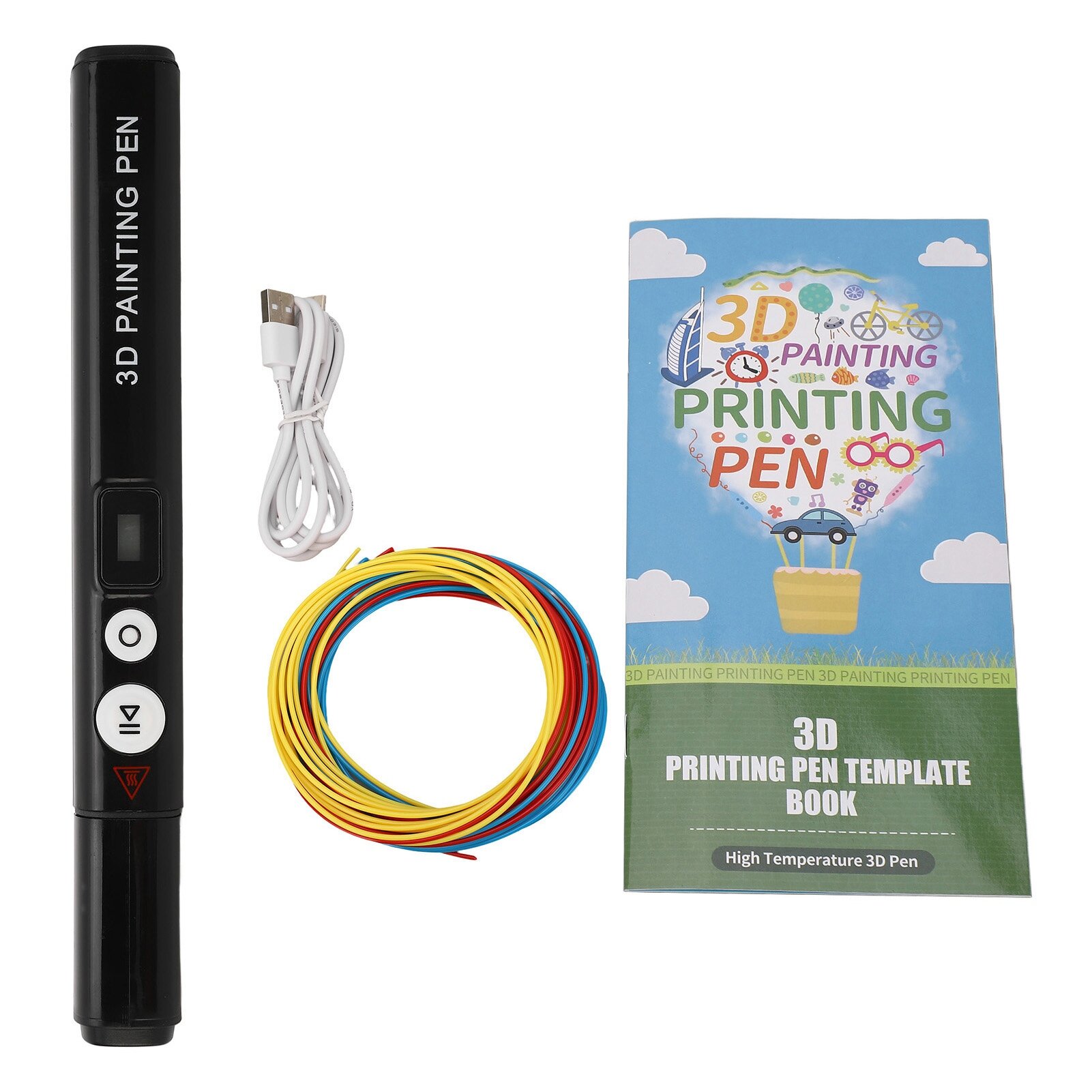 Умная высокотемпературная 3D -печать ручка Эргономичная ЖК -экран 3D -печать для PLA ABS Black