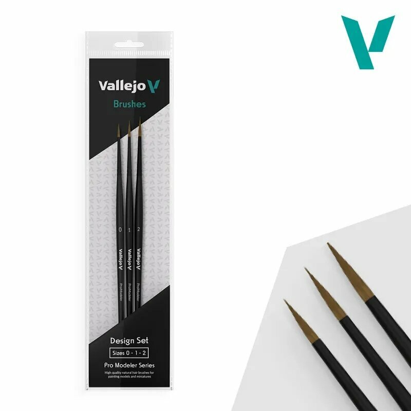 Кисти для моделирования New Vallejo Hobby Brushes-Design Set - Natural Hair (Sizes 0, 1 & 2) B01991