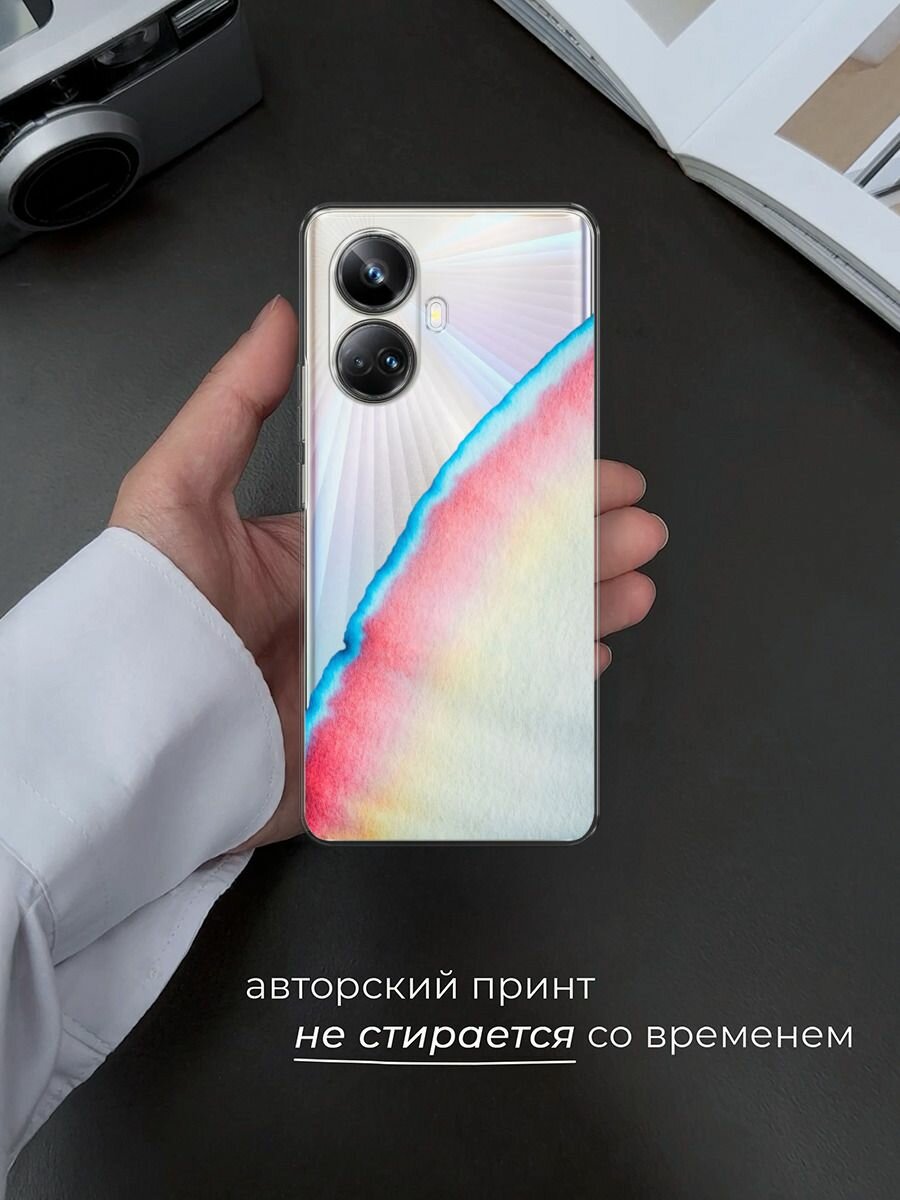 Чехол на Realme 10 Pro+ / Реалми 10 Про+ с принтом Слияние красок, прозрачный — фото 1