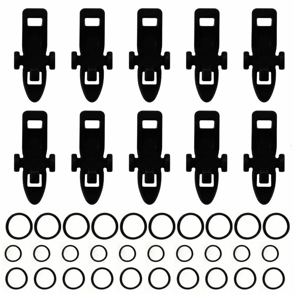Портативный держатель крючков для удочки с резиновыми кольцами, Черный