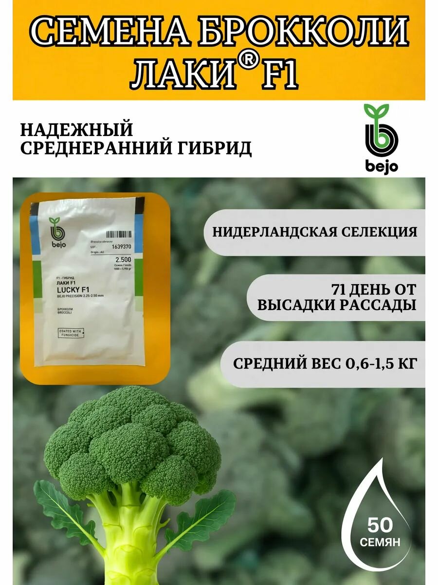 Семена капусты брокколи Лаки F1 50 шт