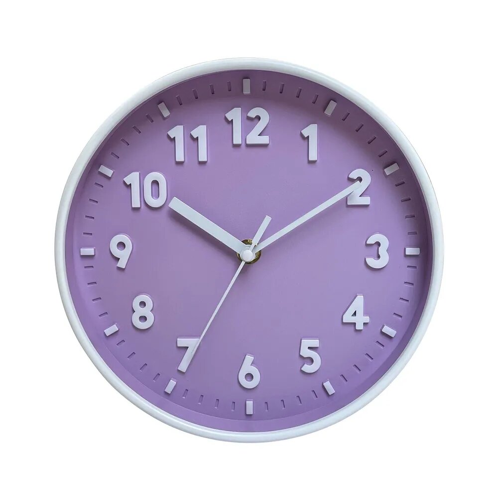 ESTONE Настенные часы, круглые, Purple, кварцевый механизм, пластик, диаметр 25 см