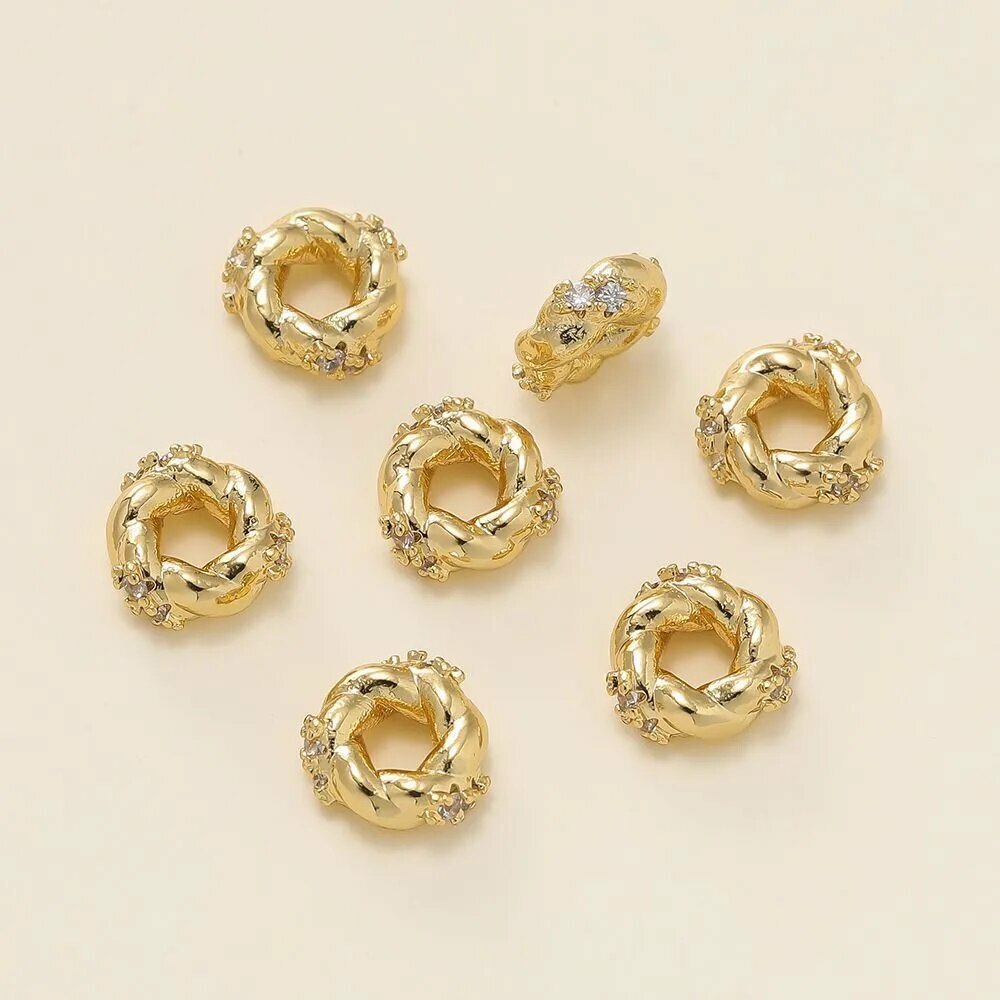 Бусины для рукоделия, цвет золота 18k , 5шт.