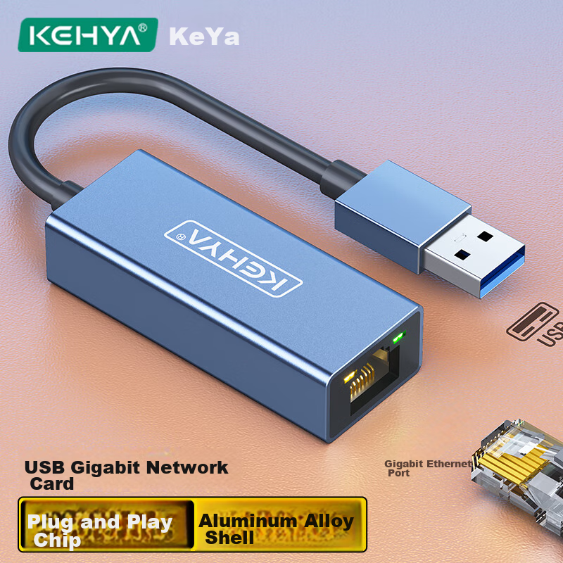 Keya USB to Ethernet Adapter, 100Mbps Expansion Dock, RJ45 Network Cable Adapter, Converter for Huawei, Apple, Xiaomi Laptops, External Network Port