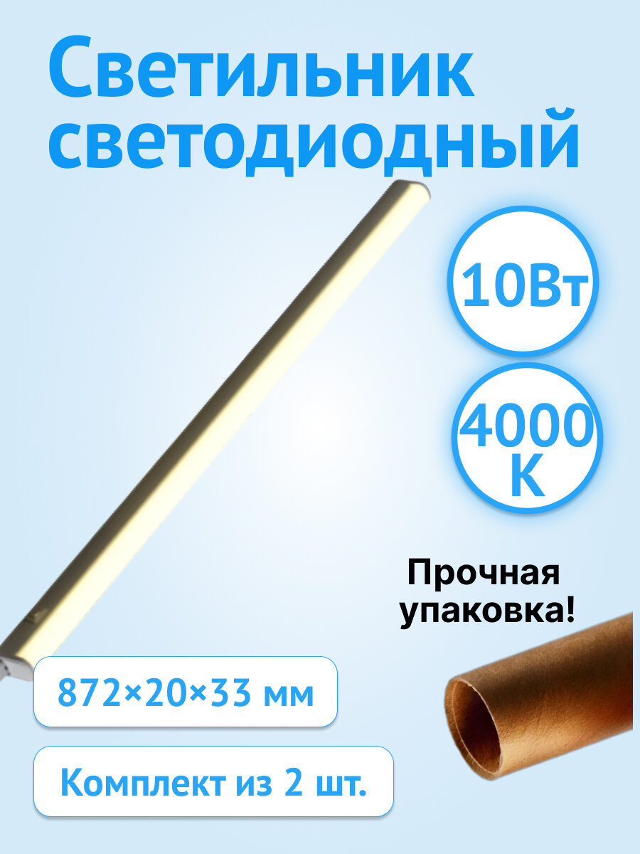 Светодиодный светильник IEK ДБО 3003 10Вт 4000K 950Лм потолочно-настенный IP20 белый (комплект из 2 шт.)