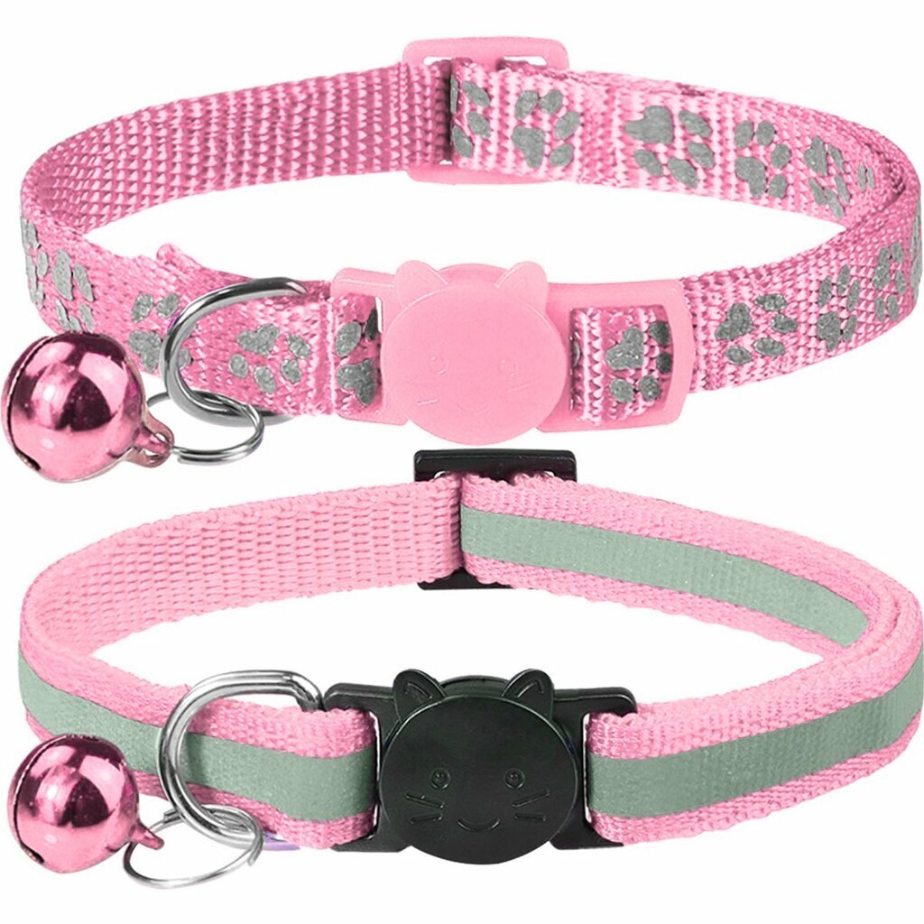 Регулировка кошки самопровозглашенной воротник пряжки светоотражающие воротник дизайн с колокольчиками 2шт