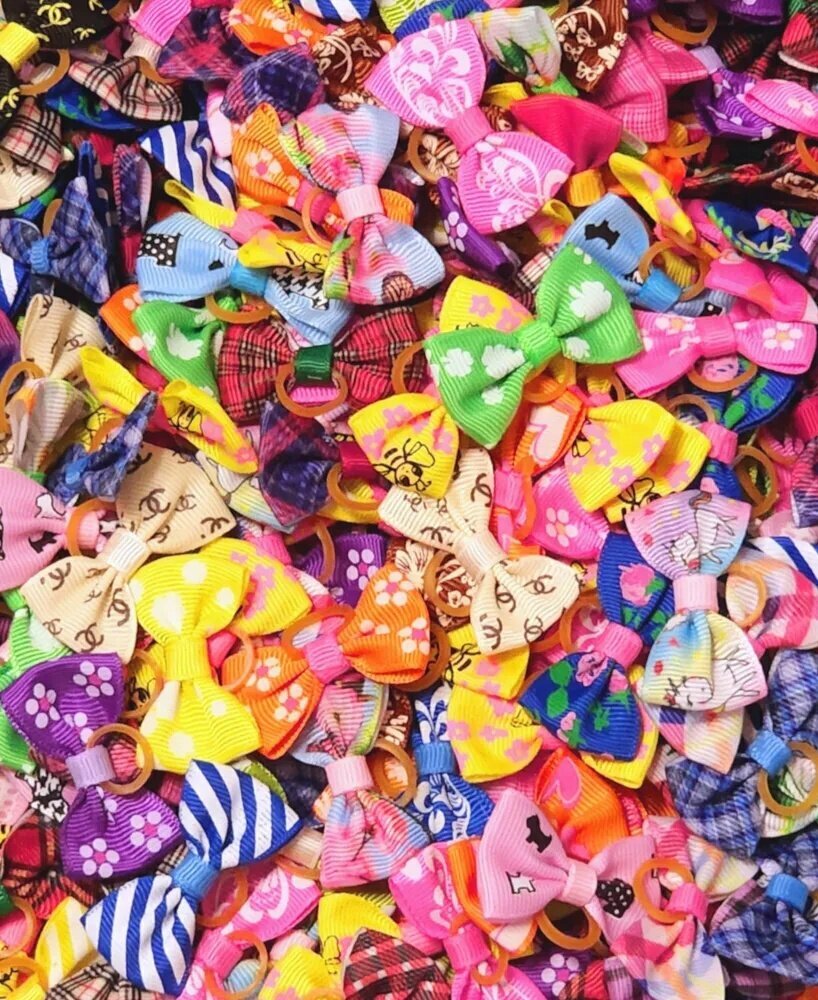 Бантики для собак мелких пород комплект 100шт, размер 2,5смх4см