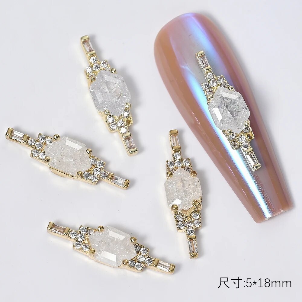 Золотые кулоны для ногтей с цирконием, NO16-5pcs