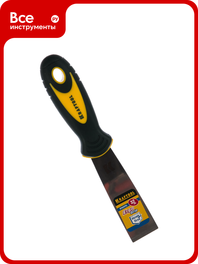 Шпательная лопатка Kraftool с двухкомпонентной ручкой нержавеющее полотно 32 мм 10035-030