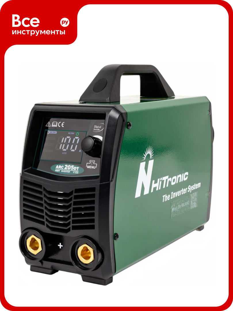 Инверторный сварочный аппарат HITRONIC ARC 250DT с кейсом, дисплеем и функцией антизалипание для полупрофессионального
