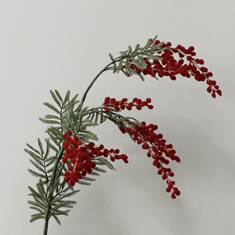 Красный искусственный цветок акации, букет орхидей с бабочками, легкая роскошь, искусственная цветочная композиция, декор в китайском стиле для комнаты