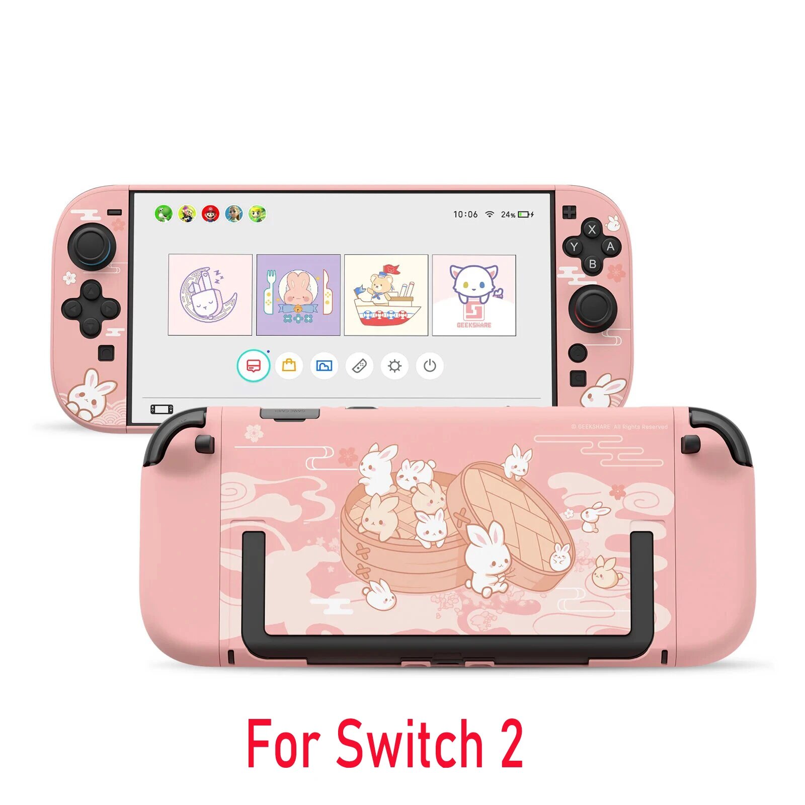 Розовый чехол Geekshare для Nintendo Switch 2