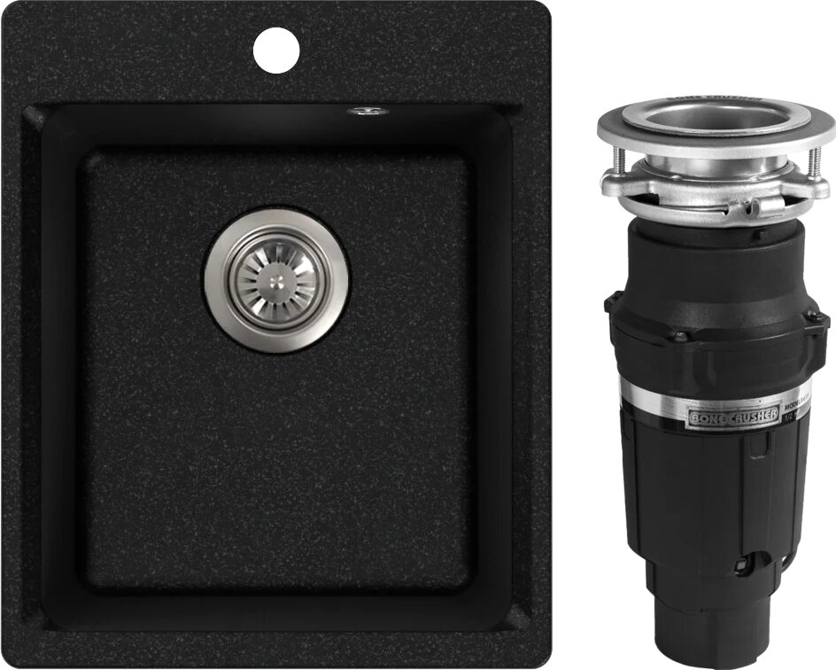 Комплект Мойка NOVA, 51-42, черная / Измельчитель Bone Crusher BC 610-AS