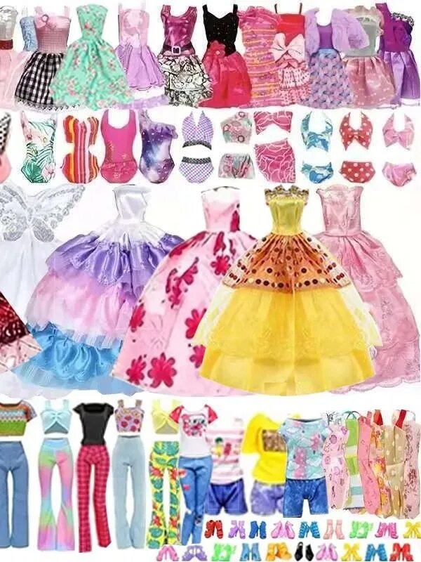 Набор из 35 предметовНабор одежды для куклы Barbie, аксессуары обувь платья(Подробности см. в описании)