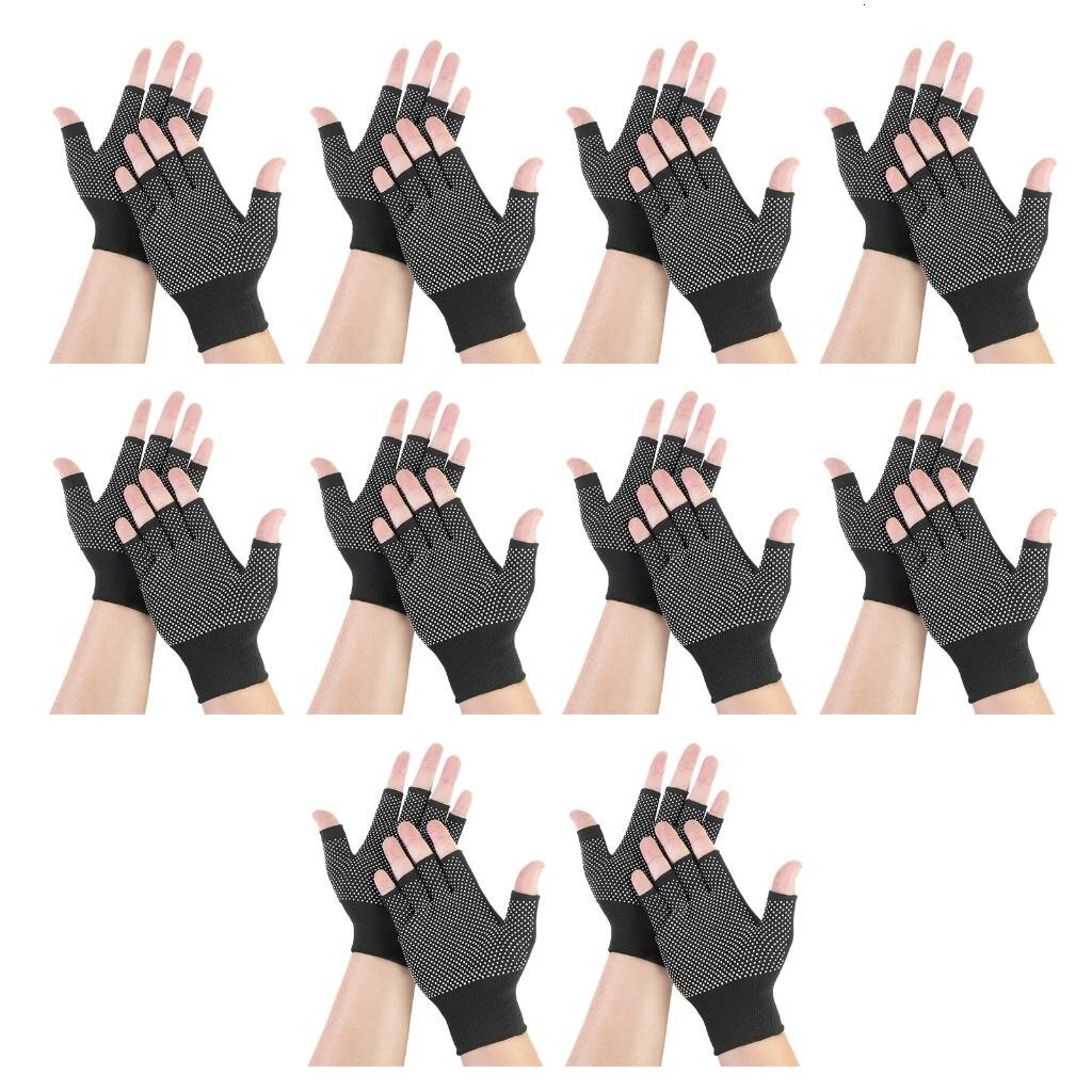 Антилипкие нейлоновые перчатки без пальцев, Черный