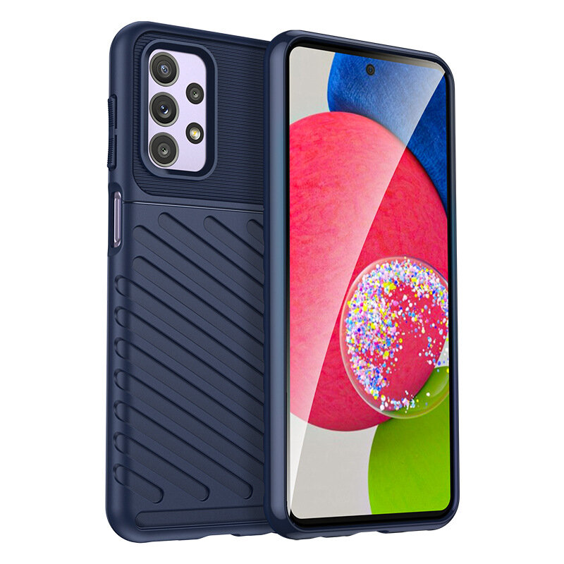 Чехол-бампер MyPads из силикона для Samsung Galaxy A23 с матовой отделкой под карбон синяя