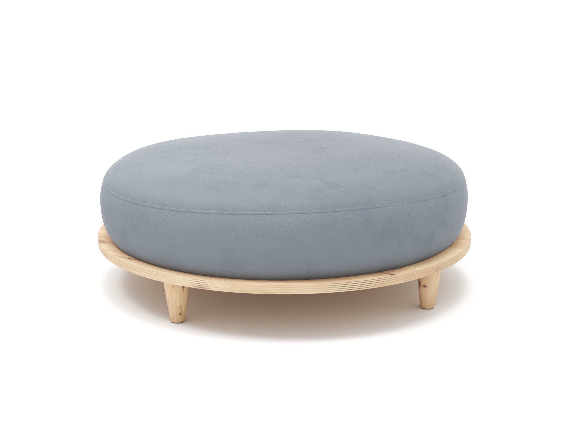 Круглый мягкий пуф Soft Element Сканди-4 на ножках, в прихожую, пуфик для ног, велюр, серый, стиль современный лофт