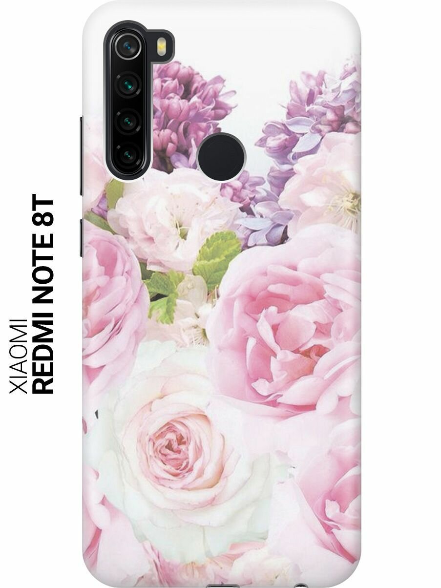 Силиконовый чехол на Xiaomi Redmi Note 8T, Сяоми Редми Ноут 8Т с принтом "Розовый букет"