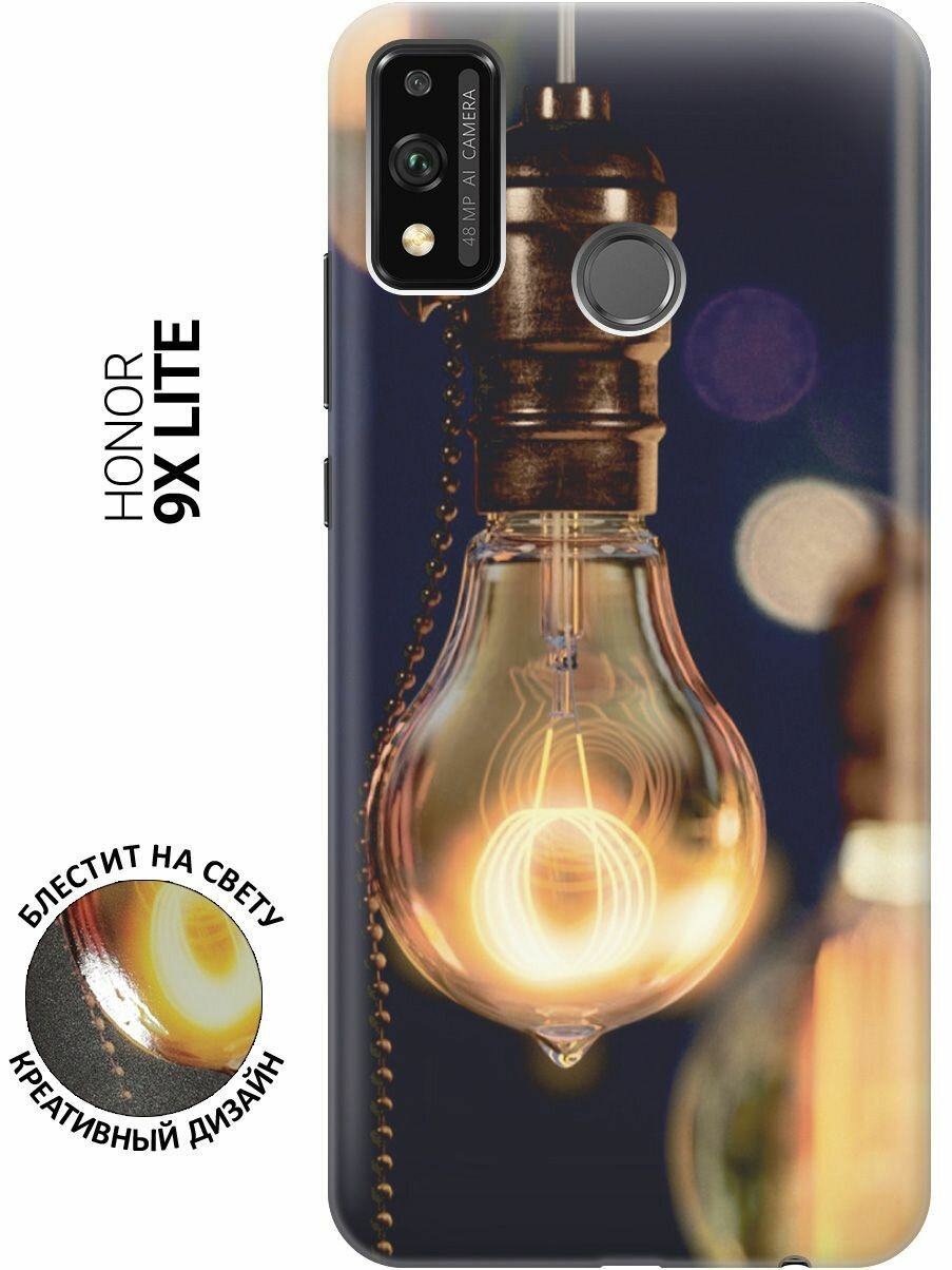Силиконовый чехол на Honor 9X Lite, Хонор 9Х Лайт с эффектом блеска "Ретро-лампа"