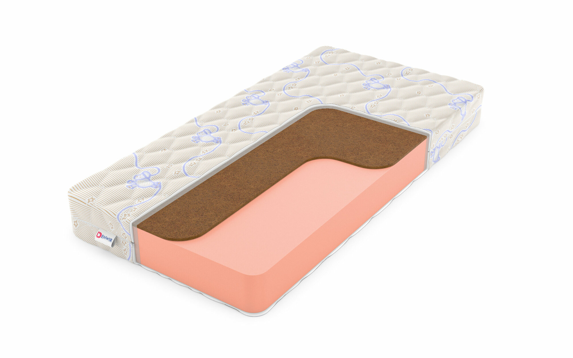 Матрас Denwir Baby Springless Top Foam Hard 15 60х120 высота 15 см анатомический жесткий кокосовый Беспружинный
