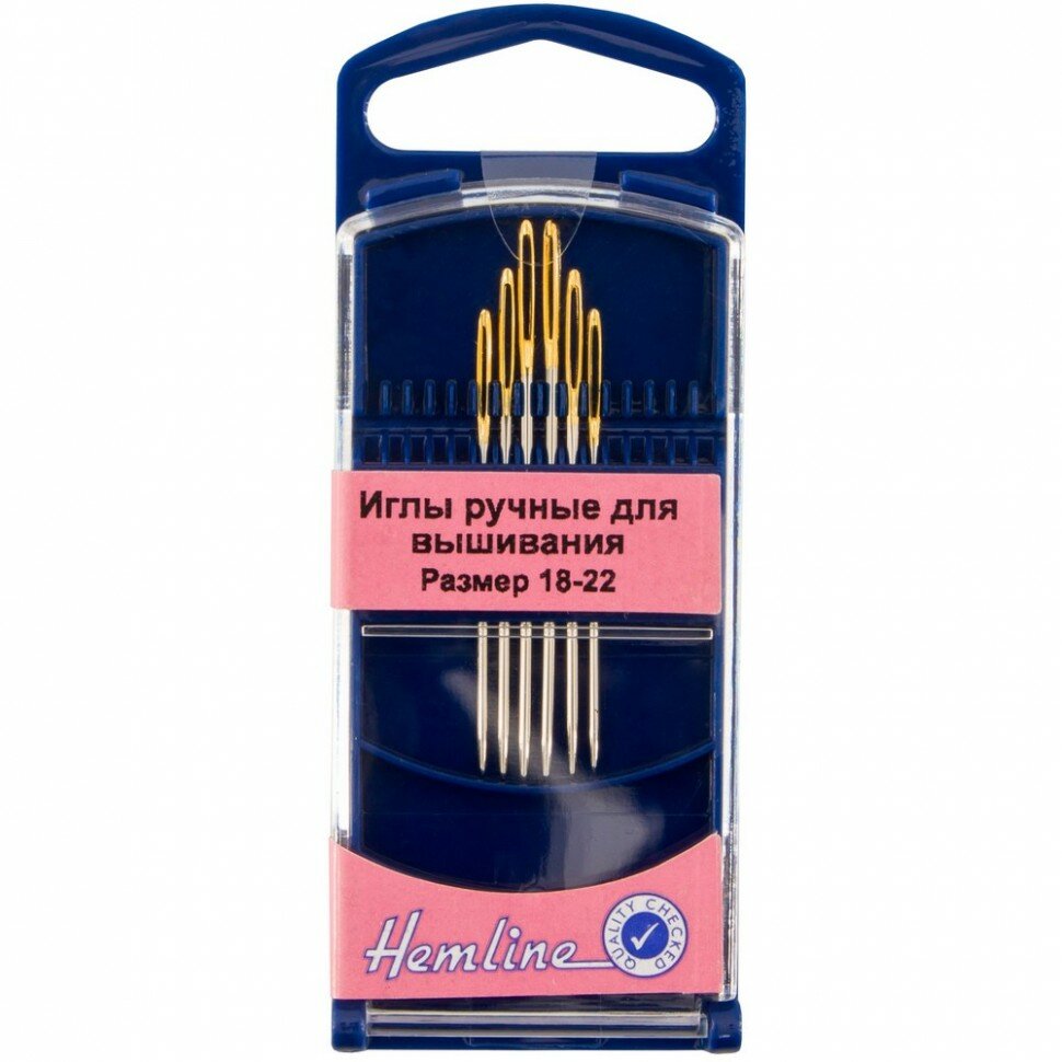 Hemline 283G.1822 Иглы для вышивания с закруглённым кончиком № 18-22, 6 шт