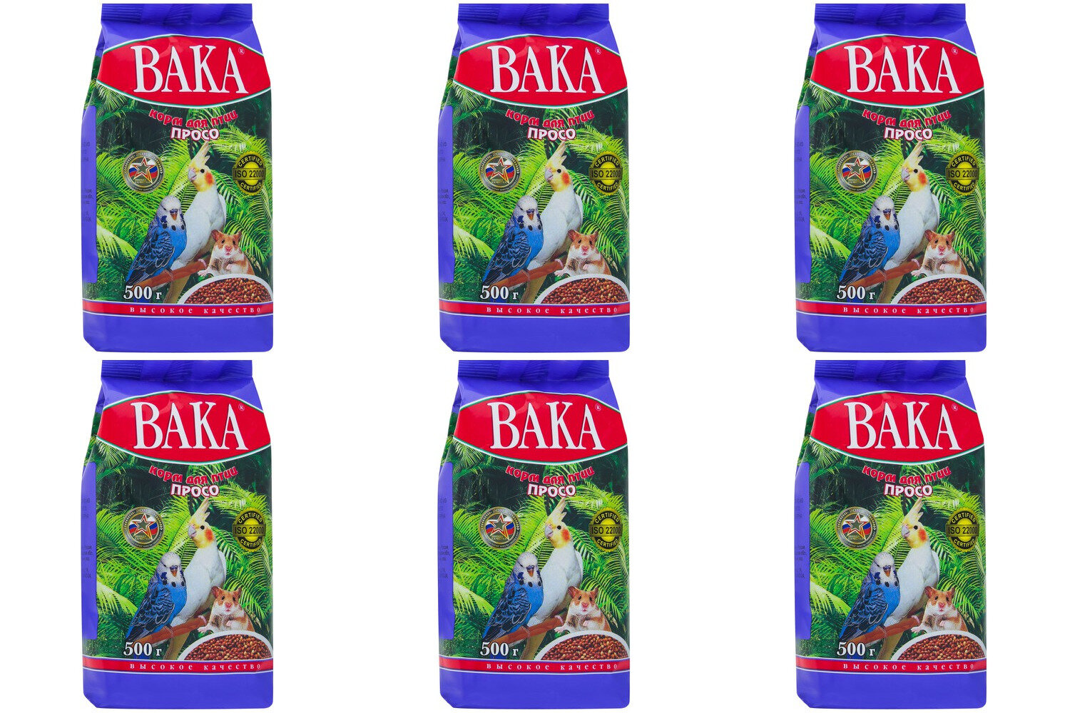 Вака Корм для птиц ВК Просо 500г, 6 шт.