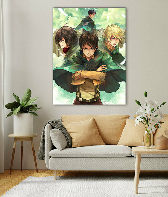 Интерьерная картина на холсте "Атака Титанов - Легион разведки" размер 22x30 см