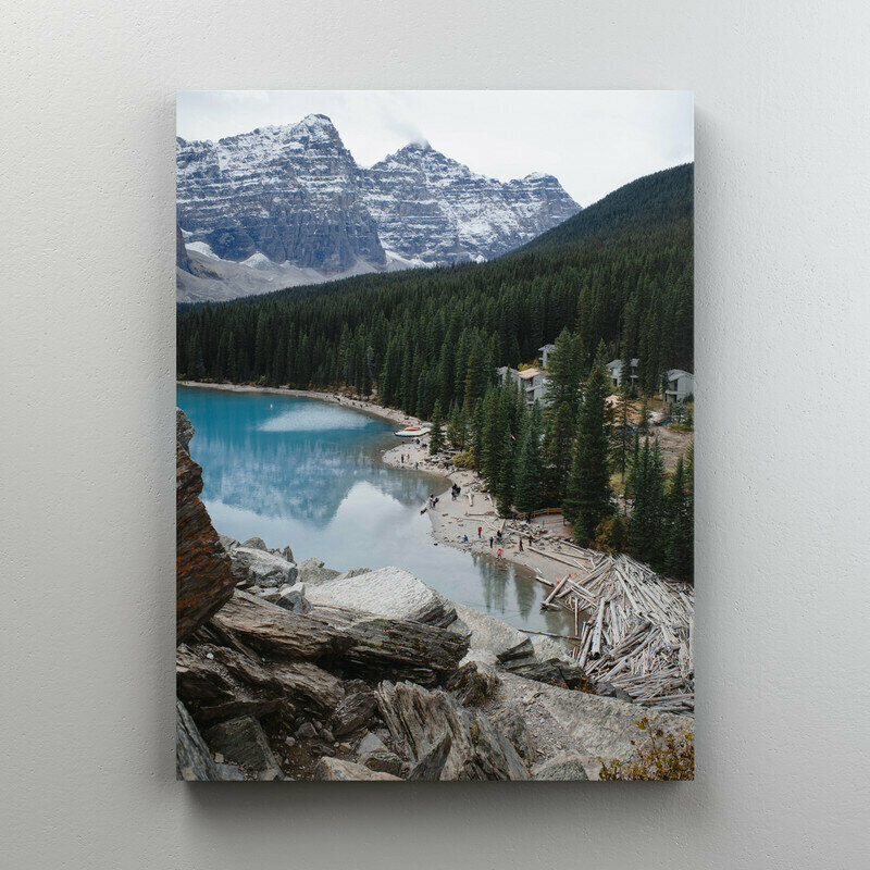 Интерьерная картина на холсте "Пейзаж ледниковое озеро", размер 22x30 см