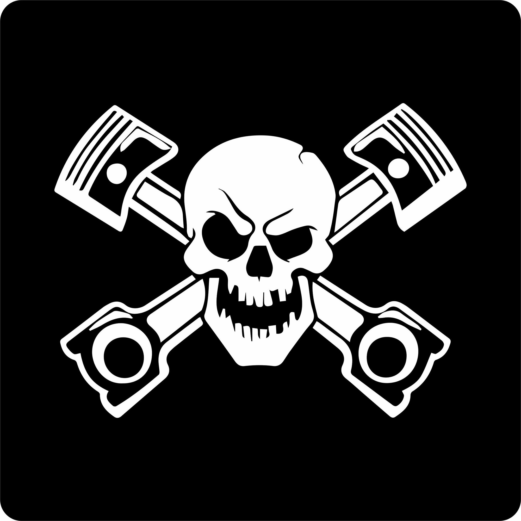 Наклейка на авто Череп и поршни 20х15 см, KRASNIKOVA, наклейка тюнинг, на автомобиль, машину, прикольные