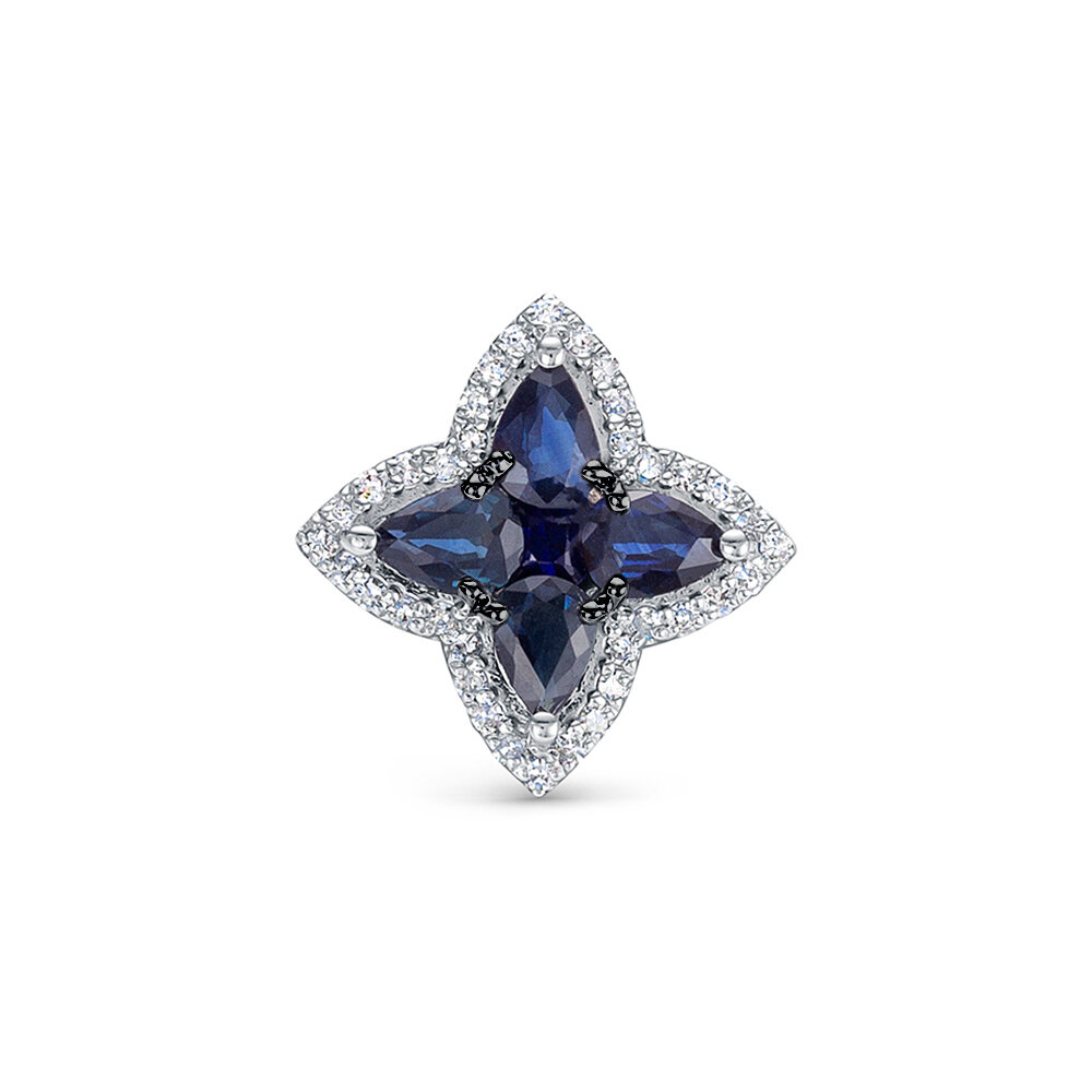 Подвеска, белое золото, 585 проба, родирование, сапфир