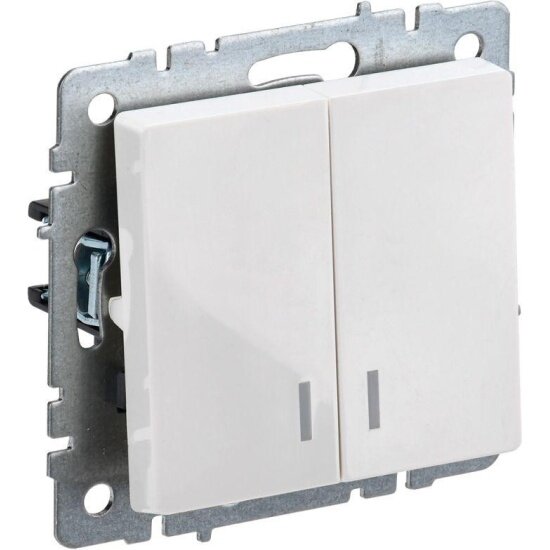 Выключатель Iek 2-кл. СП BRITE ВС10-2-1-БрБ 10А с инд. белый, BR-V20-1-10-K01