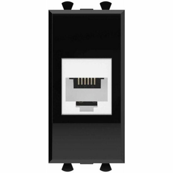 Розетка телефонная Dkc 1мод. Avanti "Черный квадрат" RJ12 без шторок модульная механизм, 4402611