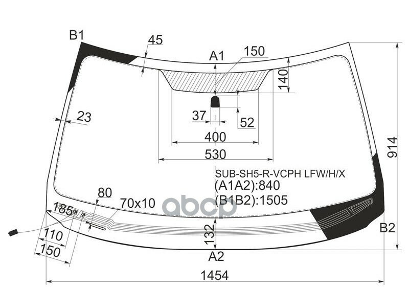 Стекло лобовое (Обогрев щеток) Subaru Forester 07-13 XYG арт. SUB-SH5-R-VCPH LFW/H/X