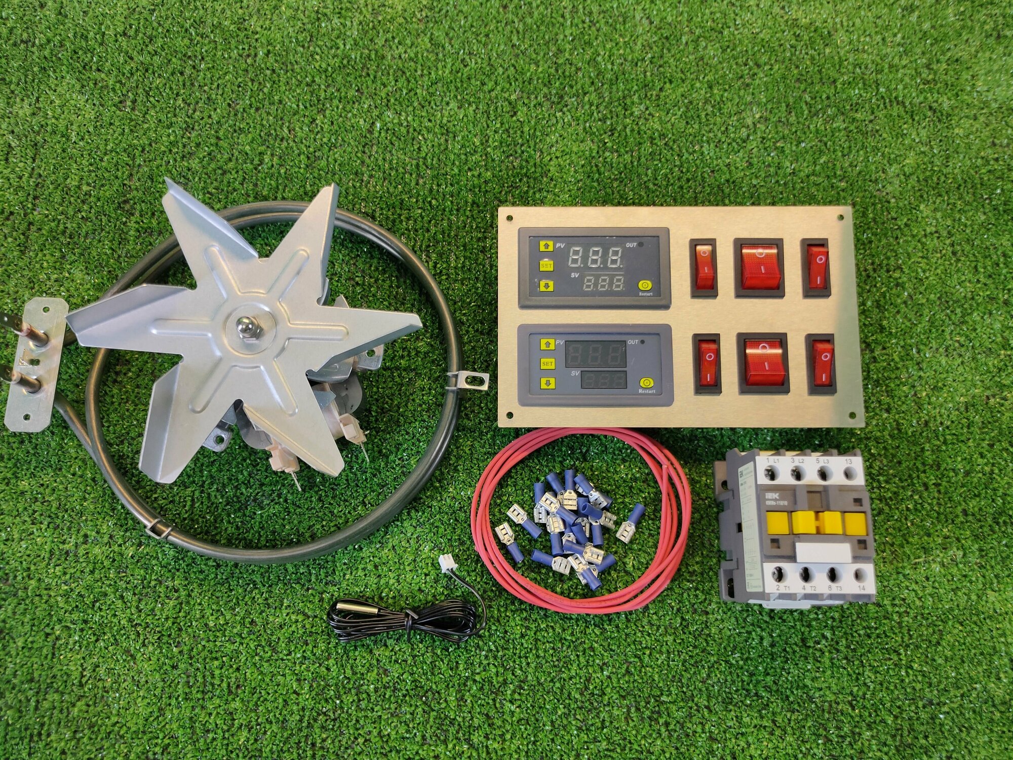 Набор конвекции коптильни №25. Панель, Таймер, Вентилятор, терморегулятор, ТЭН 2кВт, контактор 10квт