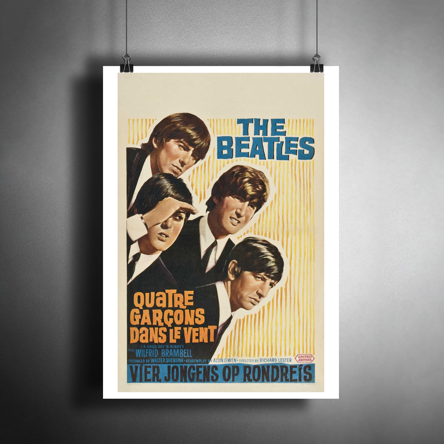 Постер плакат для интерьера "Музыка: Британская рок-группа The Beatles (Битлз). Джон Леннон, Пол Маккартни"/ A3 (297 x 420 мм)