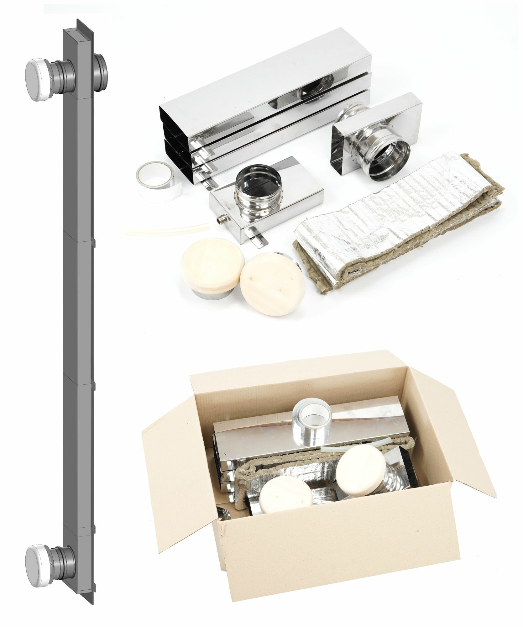 Комплект вентиляции басту для бани и сауны «ТиС вент-п» вертикальная